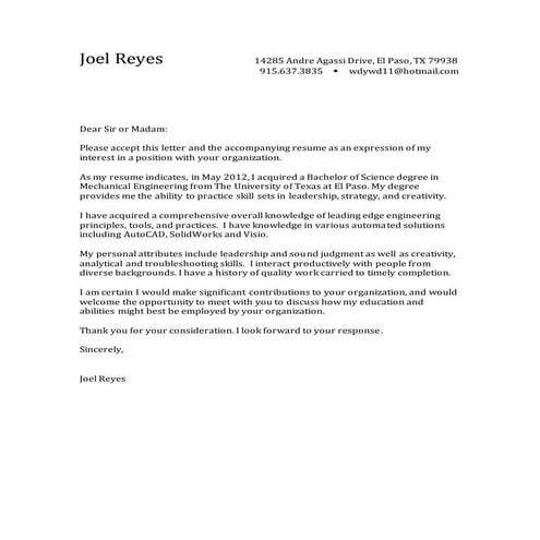 JR Cover Letter | PDF