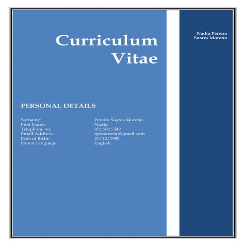 Nadia Moreno Latest CV Update | PDF