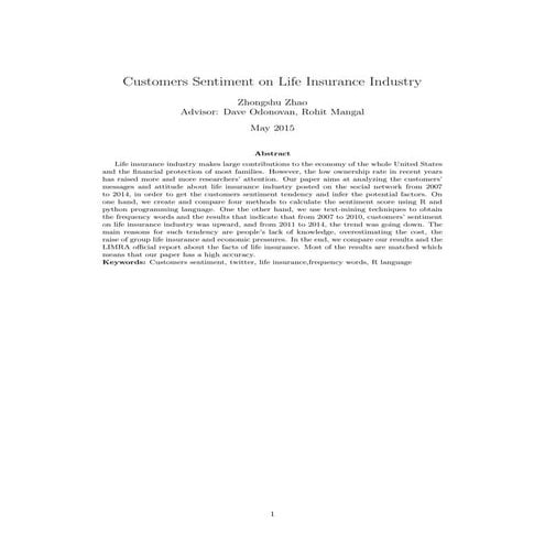 Customers Sentiment on Life Insurance Industry | PDF