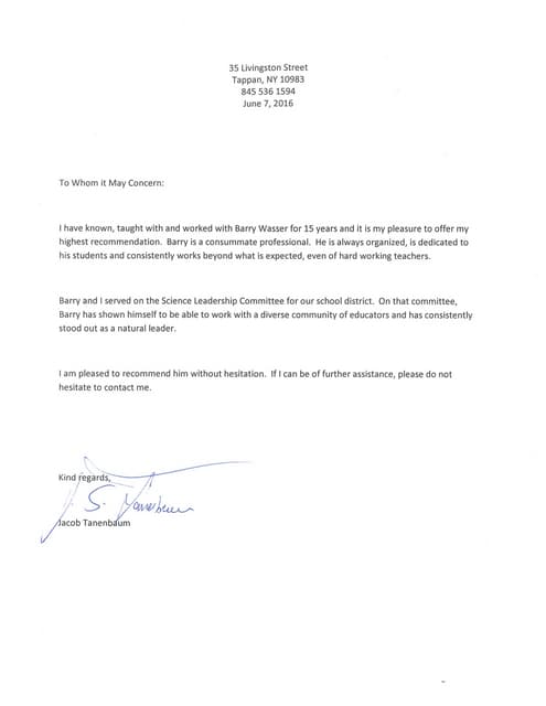 Barry Wasser Reference Principal | PDF