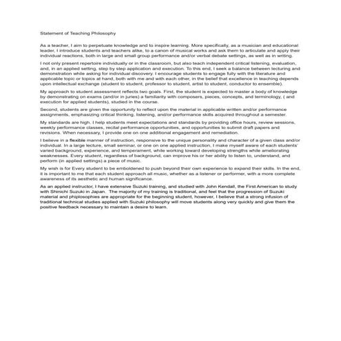 Statement of Teaching Philosophy Music | PDF