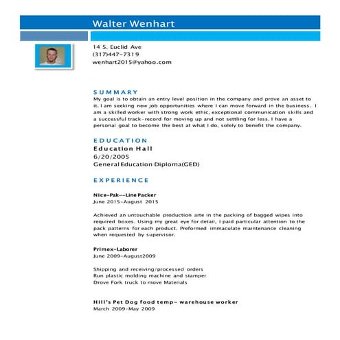 Replace All Walter's Resume | PDF