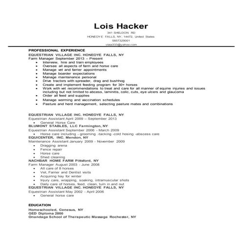 Resume (Equine) | PDF