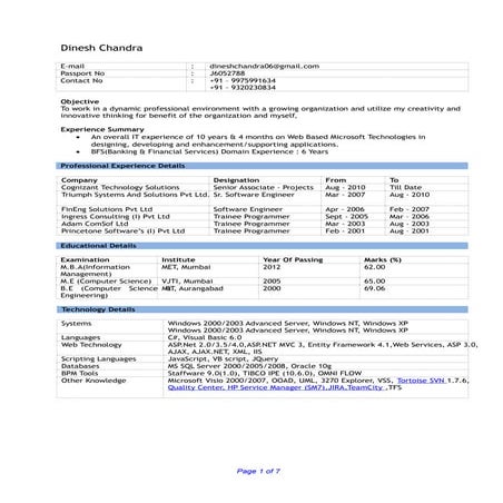 Dinesh Chandra CV | DOC