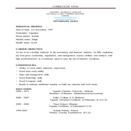 Ninyehayo elisa cv | DOCX