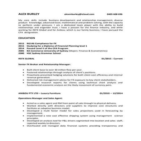 Resume of Alex Burley Sales | PDF