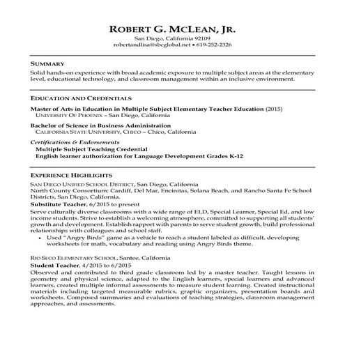 Robert McLean Resume 2017 (Final) | PDF