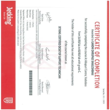 Jetking Certified Desktop Support Technician | PDF | IT and Internet Support | Internet