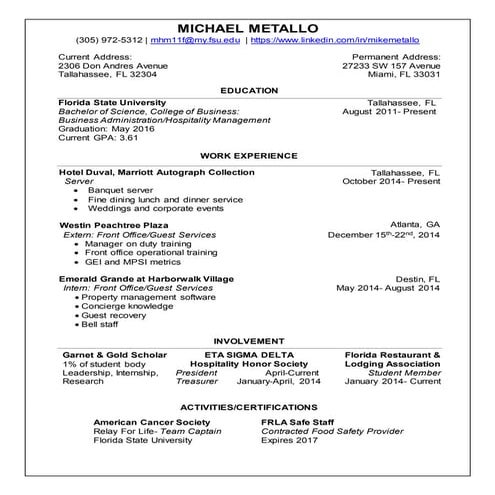 Sam Donets Sport Administration Resume | DOCX