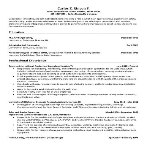 Carlos Rincon Resume | DOC