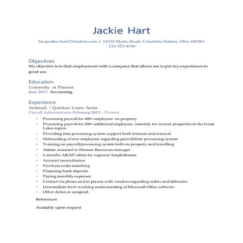 resume one job | DOCX
