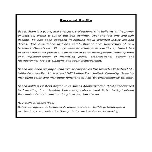 Personal Profile | DOCX