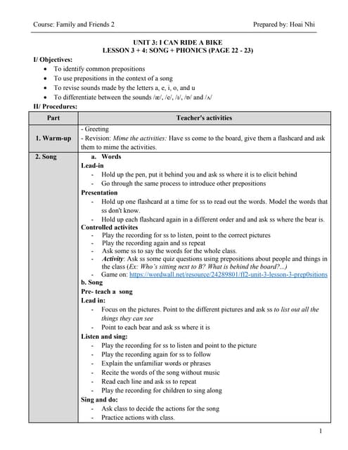 Family lesson 1 lesson plan | PDF