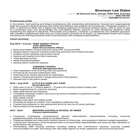 Bronwyn Lee Staba-CV Current with references | DOC