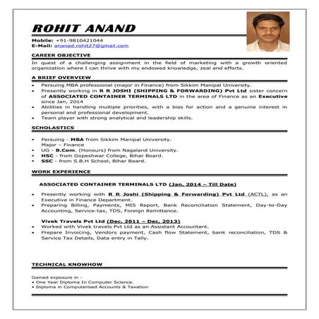 rohit resume | DOC | Business Administration | Business