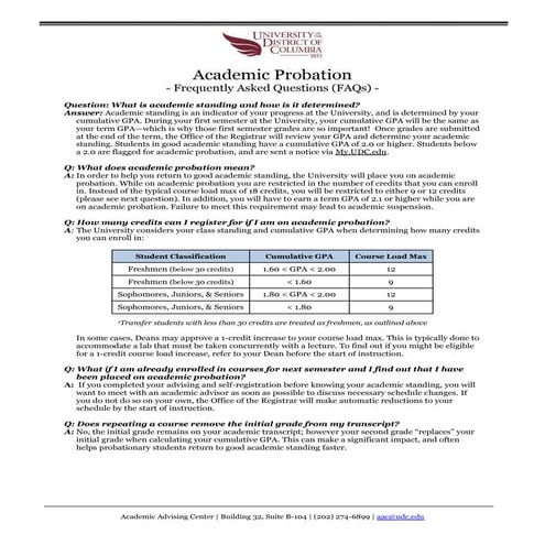 FAQs about Academic Probation | PDF