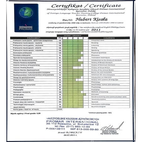 Grade Certificate | PDF