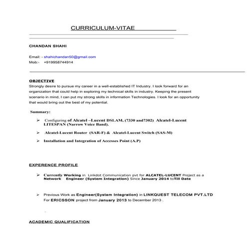 Resume chandan | DOC