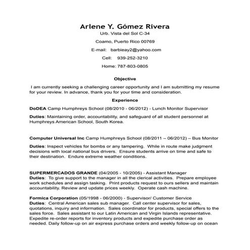 Resume Arlene Rivera | PDF