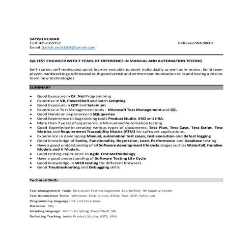 satish_Resume | PDF
