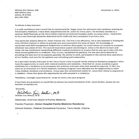 Dr Wilson Reference letter | PDF
