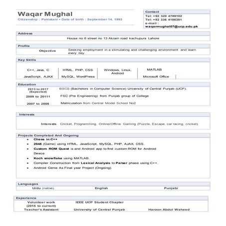 m.waqar cv