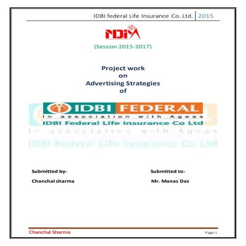 Advertising startegies of idbi federal life insurance | DOCX