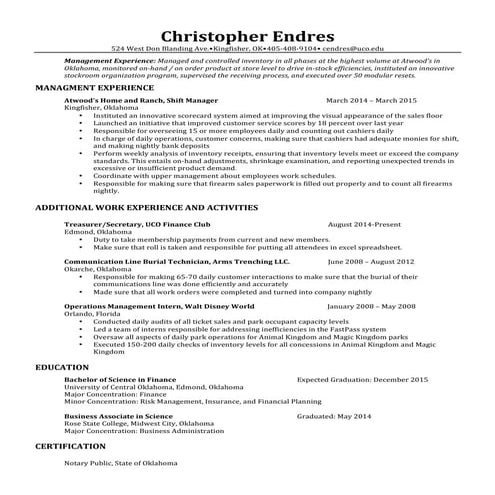 Christopher Endres Resume | PDF
