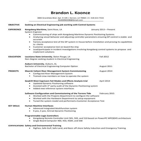 Brandon Koonce Resume | PDF