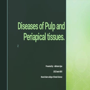 Diseases of Pulp and Periapical Tissue (Oral Pathology and Microbiology ...