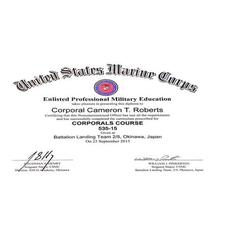 Corporal course cert. | PDF