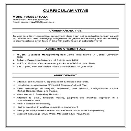 CV (Tauseef Raza) | DOCX