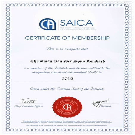 CA (SA) - SAICA CERTIFICATE (1) | PDF