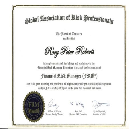 FRM Certificate | PDF