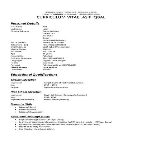 Resume Asif Iqbal | DOCX