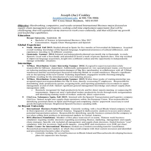 Joseph Coakley Resume | DOCX