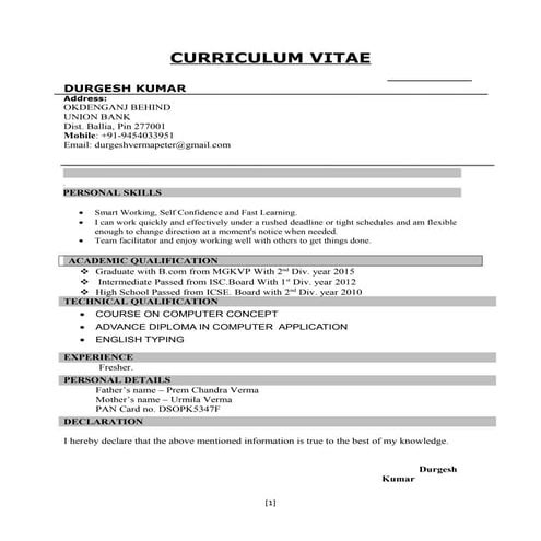durgesh resume | PDF