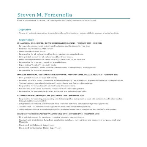 Steven M Femenella Resume | PDF