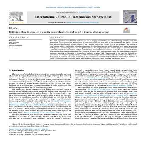 How to develop a quality research article and avoid a journal desk ...