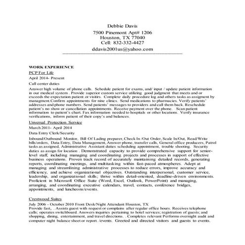 resume6 | DOCX | Hotels and Motels | Travel Type
