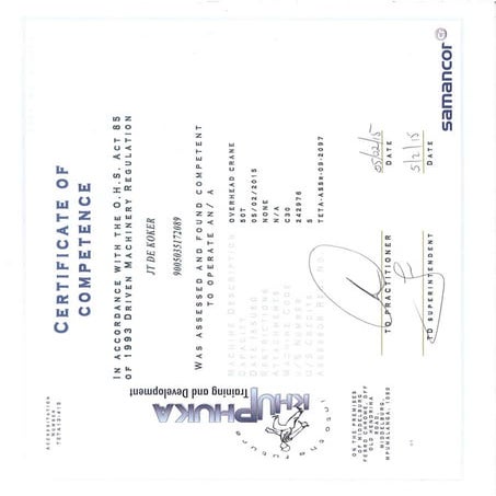 Coloured License 50T Overhead Crane Expiring 2017 | PDF