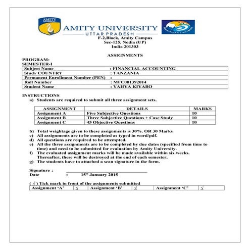 Fa assingment ii | PDF