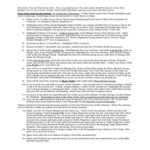 Creating tables in word | PDF