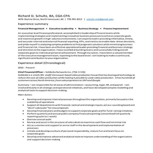 Rick Schultz resume 2015 | DOCX | Business Accounting & Finance | Business