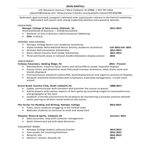 John Bartell Resume | DOCX