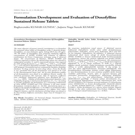 Formulation Development and Evaluation of Doxofylline Sustained Release ...