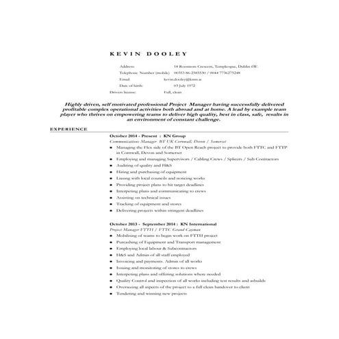Kevin Dooley CV | DOC