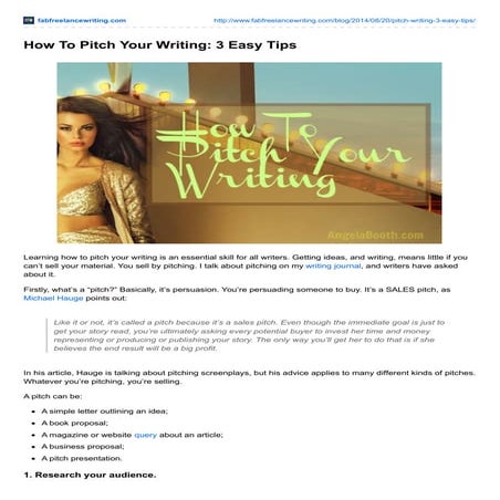How To Pitch Your Writing: 3 Easy Tips | PDF