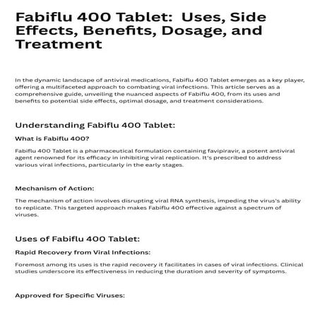 Fabiflu 400 Tablet Unveiling the Comprehensive Guide to Uses, Side ...
