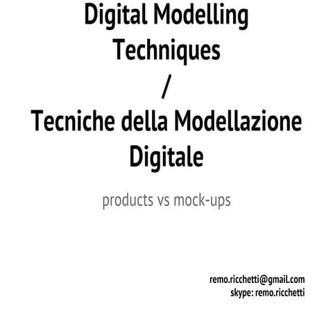 Digital Modelling Techniques - a fast course | PDF